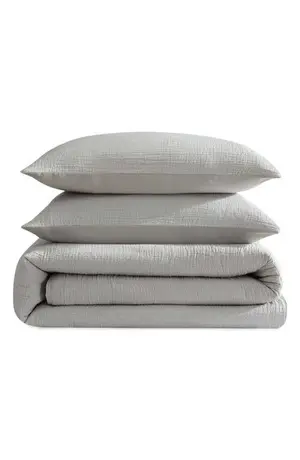 Calvin Klein Textured Cotton Duvet & Shams Set - Grey