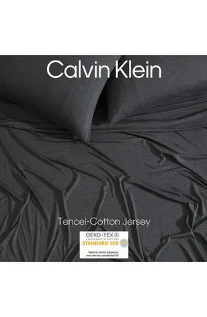 Calvin Klein Mélange Cotton Blend Jersey Sheet Set - Grey