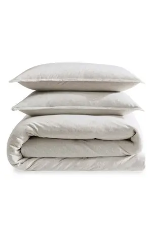 Calvin Klein Mélange Cotton Blend Jersey Duvet & Shams Set - White