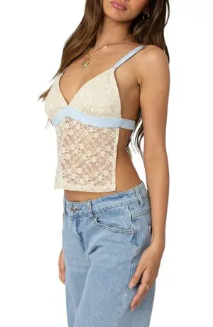 EDIKTED Lace Open Back Crop Camisole