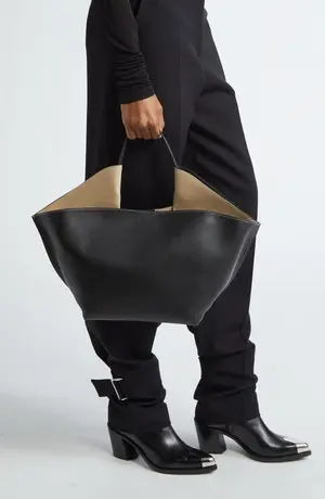 REE PROJECTS Medium Anne East/west Leather Tote - Black