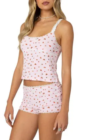 EDIKTED Strawberry Lace Trim Camisole