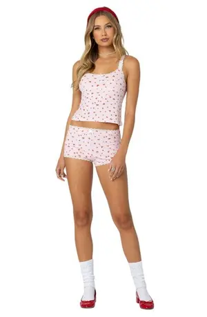 EDIKTED Strawberry Lace Trim Camisole