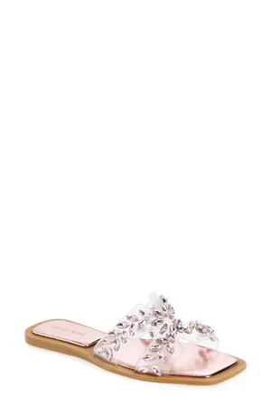 AZALEA WANG Falken Embellished Slide Sandal - Pink
