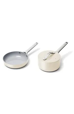 CARAWAY Nonstick Ceramic Mini Fry Pan & Sauce Pan Set - Cream