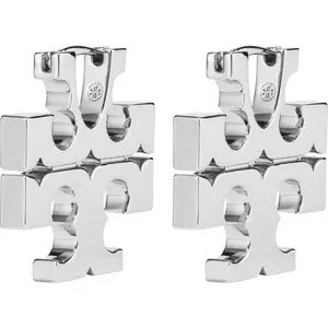 Tory Burch Icon Hidden Hoop Earrings - Light Silver