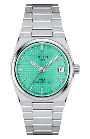 TISSOT Prx Auto Powermatic 80 Bracelet Watch - Silver/ Light Green