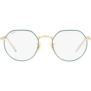 Ray-ban Jack 49mm Hexagonal Optical Glasses - Pale Gold