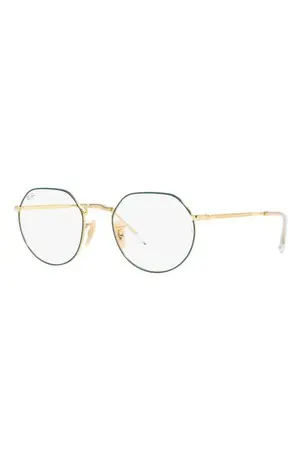 Ray-ban Jack 49mm Hexagonal Optical Glasses - Pale Gold