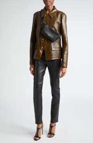 TOM FORD Croc-embossed Lambskin Leather Jacket