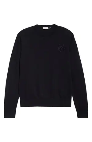 Moncler Monogram Cotton Crewneck Sweater - Navy/navy