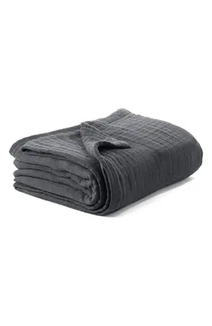 BEARABY Organic Cotton Muslin Cocoon Throw Blanket - Asteroid Grey