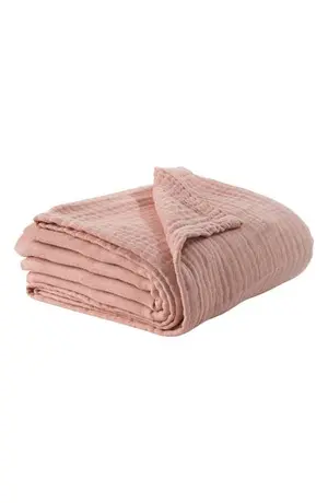BEARABY Organic Cotton Muslin Cocoon Throw Blanket Evening Rose