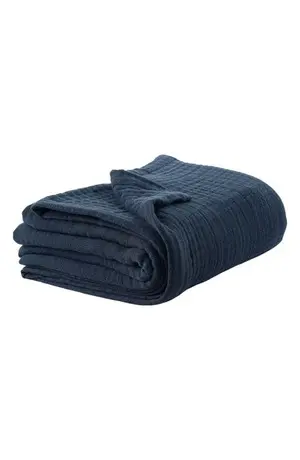 BEARABY Organic Cotton Muslin Cocoon Throw Blanket - Midnight Blue