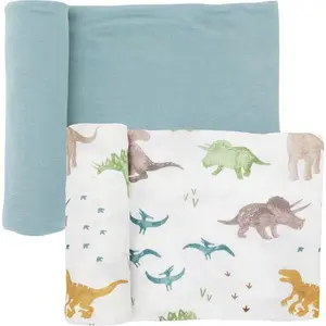 LITTLE UNICORN 2-pack Knit Swaddle - Neutral Dino Friends