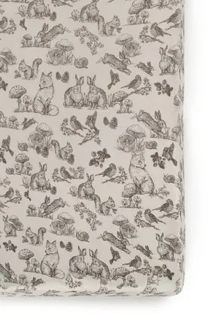 OILO Print Organic Cotton Muslin Crib Sheet - Bark