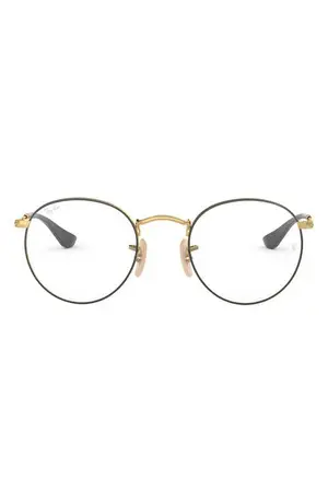 Ray-ban 50mm Round Eyeglasses - Gold Black