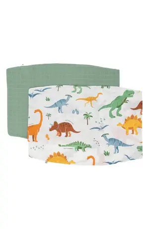LITTLE UNICORN 2-pack Cotton Muslin Pillowcase - Dino Names