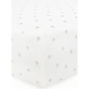 LITTLE UNICORN Knit Crib Sheet Grey Cross