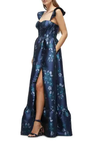 Dessy Collection Baroque Rose Floral Gown