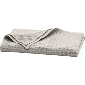 BOLL & BRANCH Waffle Mixed Stripe Throw Blanket - Pewter