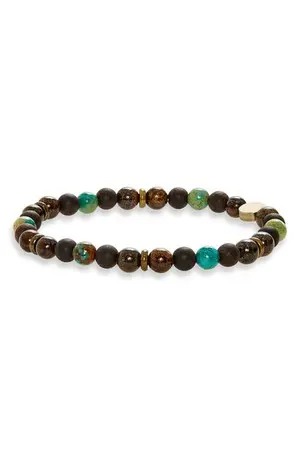Caputo & Co Caputo & Co. Beaded Stretch Bracelet Turquoise
