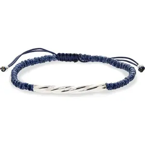 Caputo & Co Twisted Tube Macramé Slider Bracelet - Navy