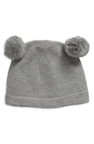 PINK LEMONADE Double Pompom Organic Cotton Beanie - Light Grey Mel
