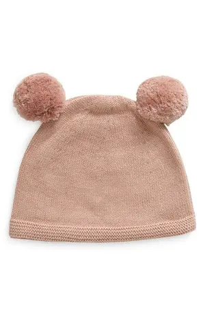 PINK LEMONADE Pink Lemonade Double Pompom Organic Cotton Beanie Pale Pink
