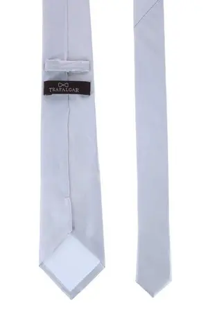 Trafalgar Sutton Solid Silk Neck Tie - Silver
