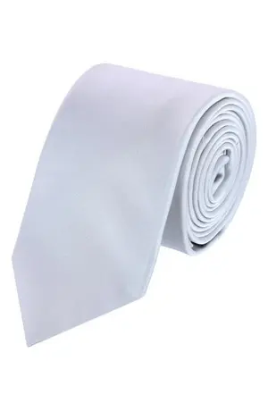 Trafalgar Sutton Solid Silk Neck Tie - Silver