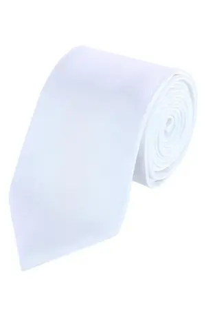 Trafalgar Sutton Solid Silk Neck Tie - White