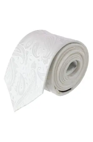 Trafalgar Banbury Paisley Silk Tie - White
