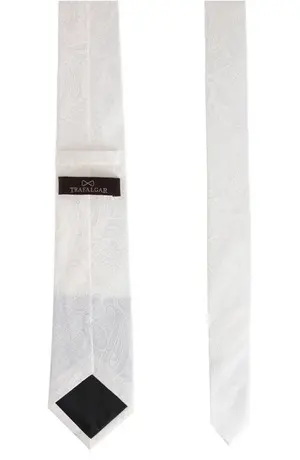 Trafalgar Banbury Paisley Silk Tie - White