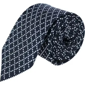 Trafalgar Rowan Geo Pattern Silk Tie - Black