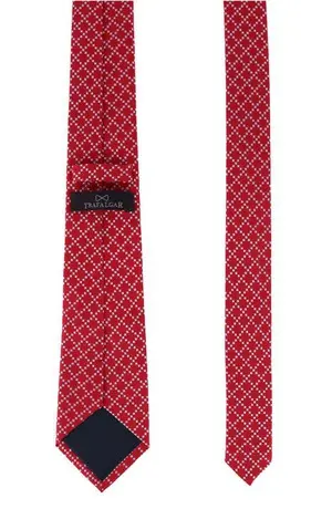 Trafalgar Rowan Geo Pattern Silk Tie - Red