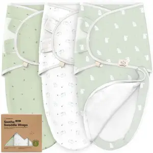 KEABABIES 3-pack Soothe Zippy Swaddle Wrap - Bunnies