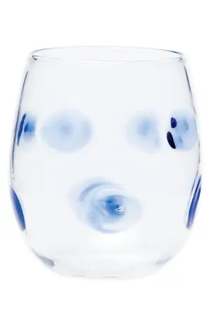 VIETRI Drop Stemless Wine Glass - Blue