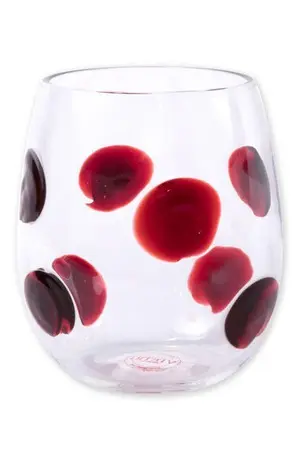 VIETRI Drop Stemless Wine Glass - Red