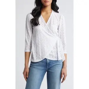 Loveappella Eyelet Wrap Top