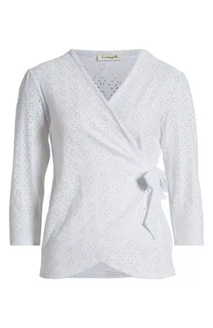 Loveappella Eyelet Wrap Top