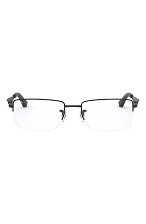 Ray-ban 53mm Semi Rimless Rectangular Eyeglasses - Matte Black