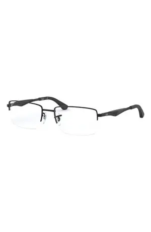 Ray-ban 53mm Semi Rimless Rectangular Eyeglasses - Matte Black