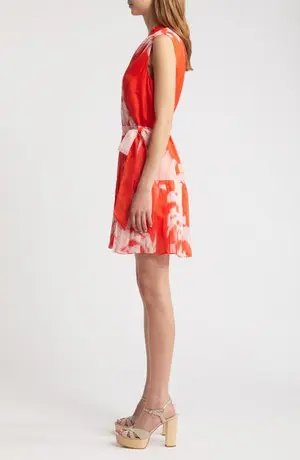 CIEBON Maya Wrap Minidress - Coral Multi