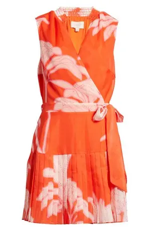 CIEBON Maya Wrap Minidress - Coral Multi