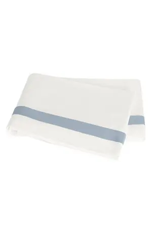 MATOUK Ambrose 600 Thread Count Flat Sheet - Bone/ Hazy Blue
