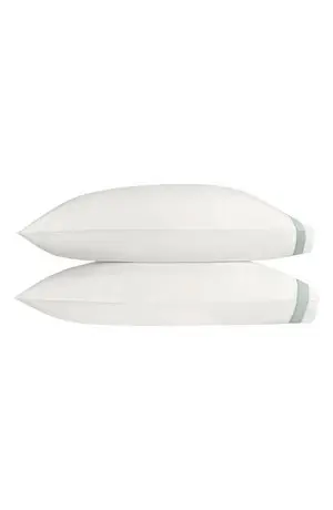 MATOUK Ambrose Set Of 2 600 Thread Count Pillowcases - Bone/celadon