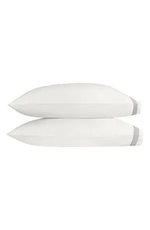MATOUK Ambrose Set Of 2 600 Thread Count Pillowcases - Bone/silver