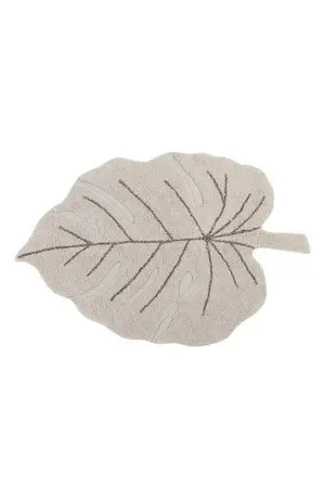 LORENA CANALS Monstera Leaf Washable Area Rug - Natural Soil Brown