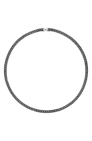David Yurman Sterling Silver Curb Chain Necklace With Black Diamonds - Sterling Silver/ Black Diamond
